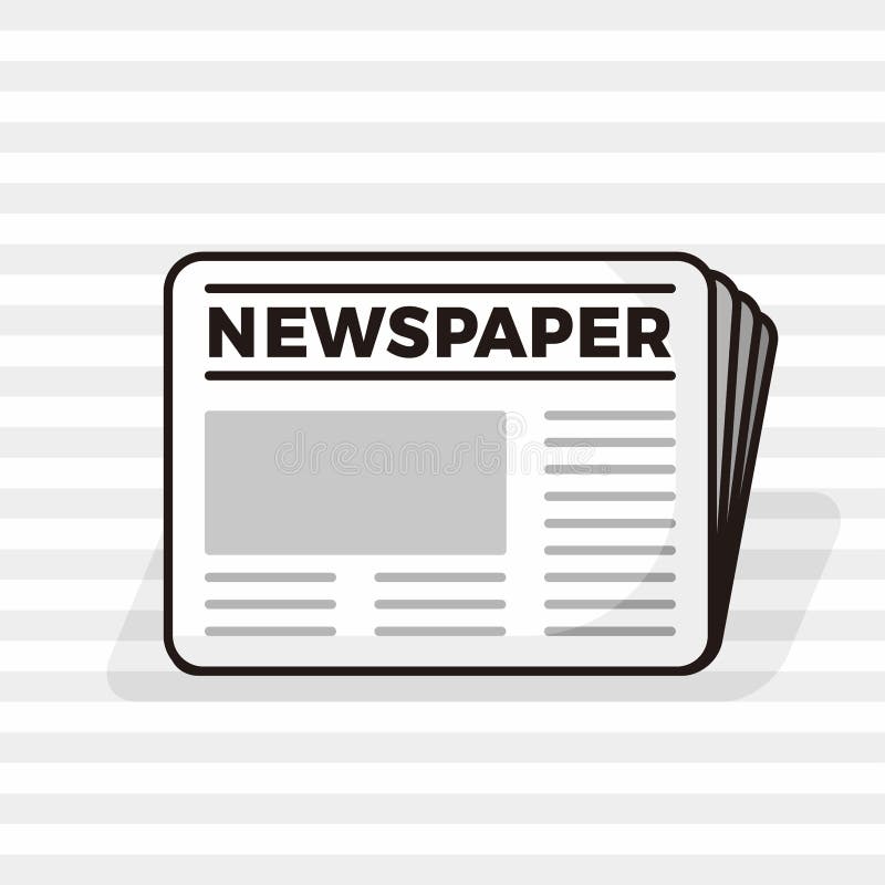 Newspaper Object with Cartoon Style and Grey Stripes Background ...