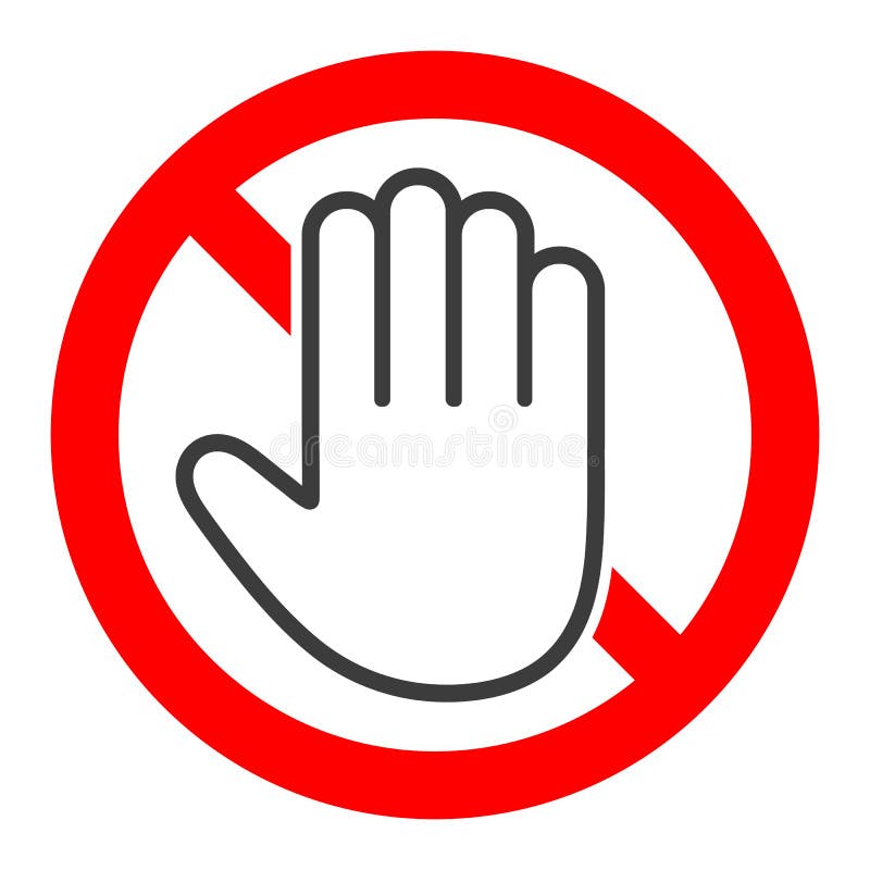 Hand Stop Sign. Prohibited Movement in Red Crossed Out Circle on White ...