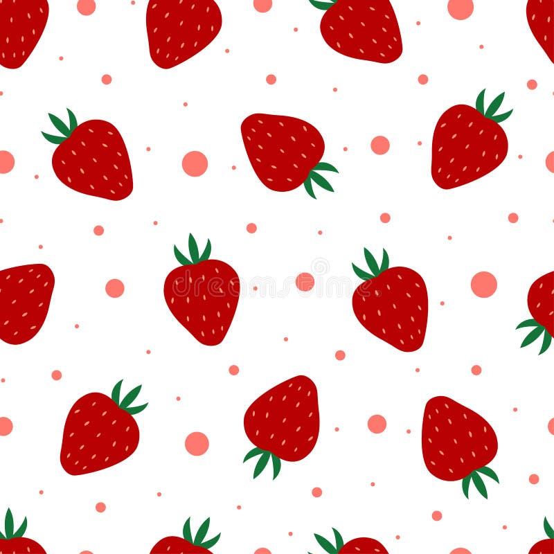 Strawberry Seamless Pattern Hand Drawn Fruit Background in Cartoon ...