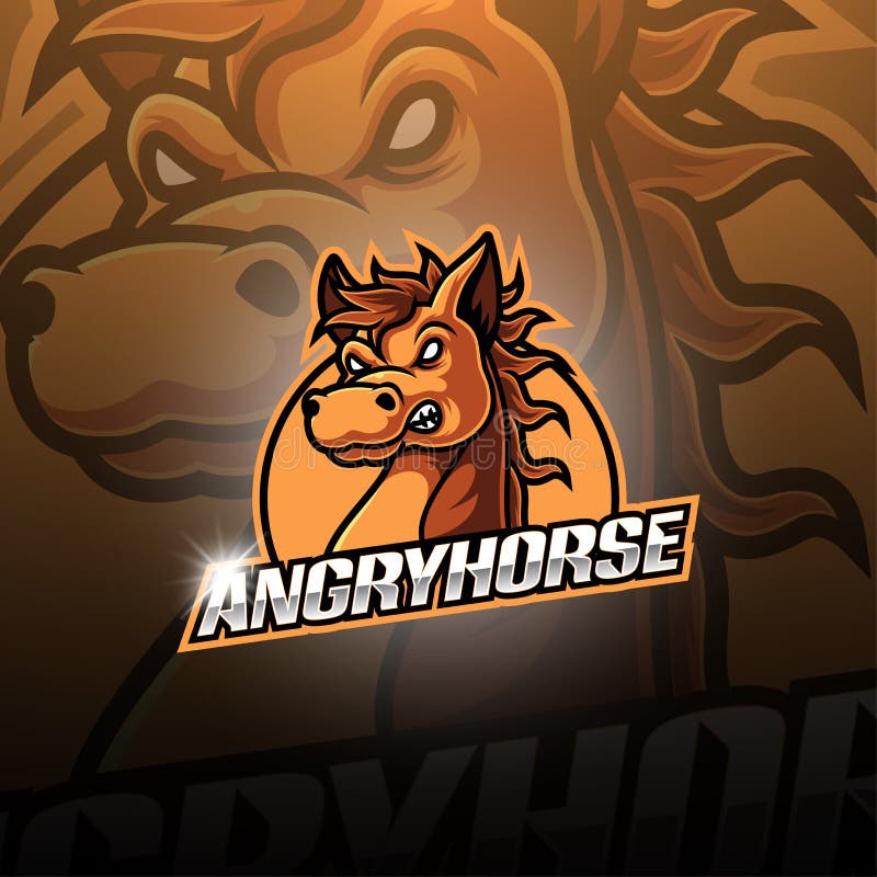 Angry Horse Head Mascot E-sports Logo Illustration Cartoon Style Stock ...
