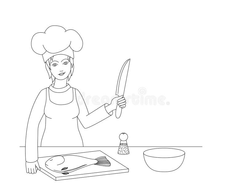 Woman Chef Outline Stock Illustrations – 991 Woman Chef Outline Stock ...