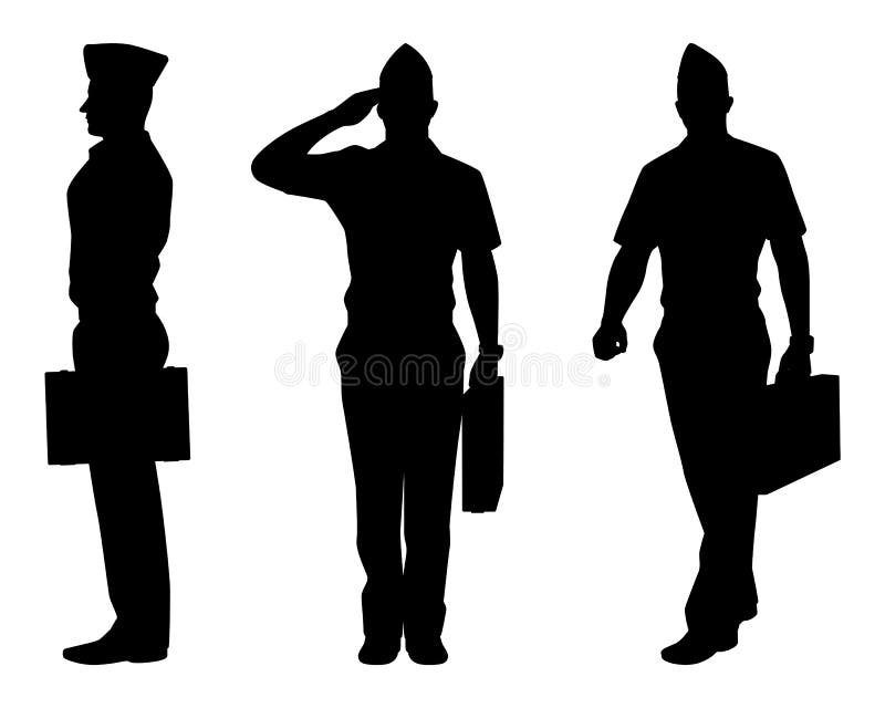 Set of Military Cadet Silhouette Vector on White Stock Vector ...