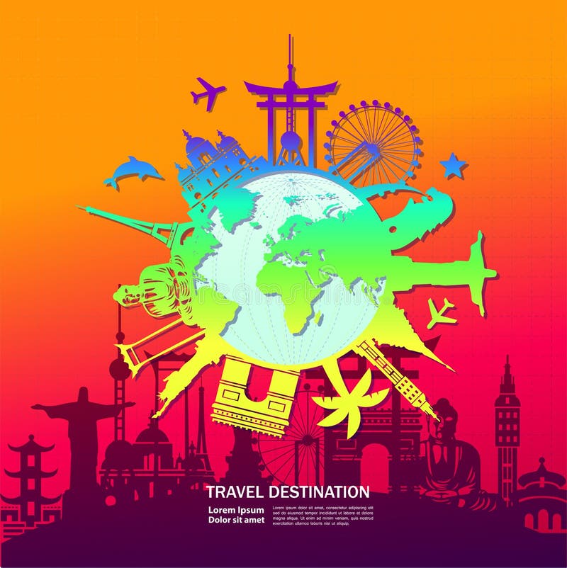 World Travel Destination Grand Vector Illustration. Editorial Image ...