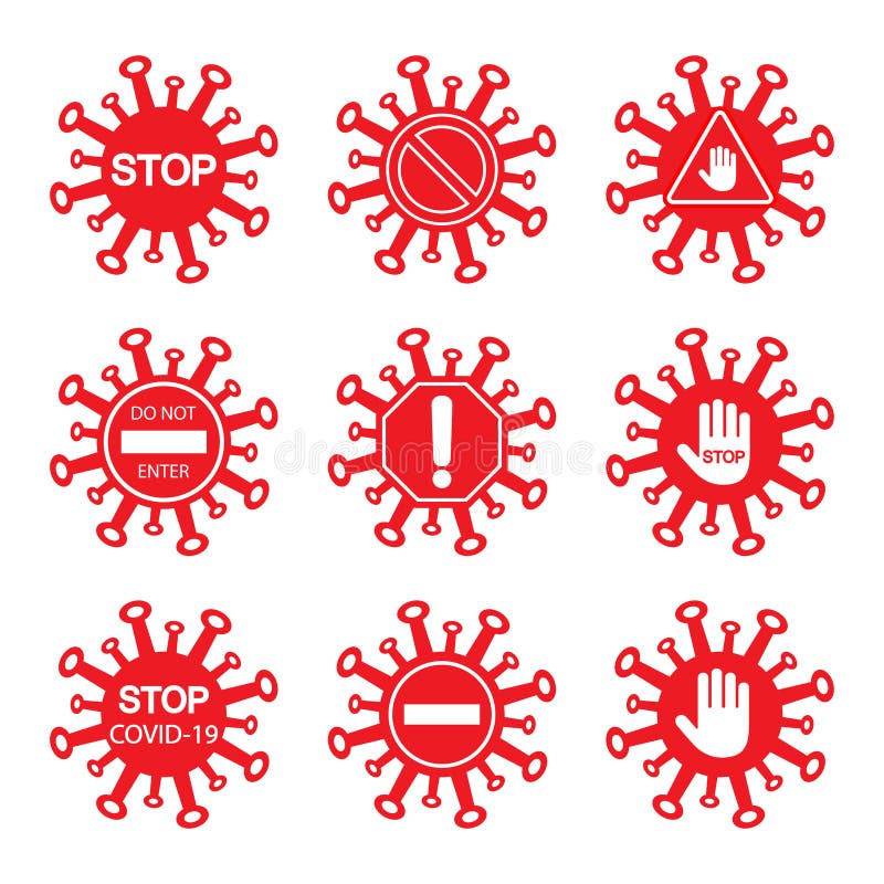 Illustration Set of Stop Signs Coronavirus on White Background Stock ...