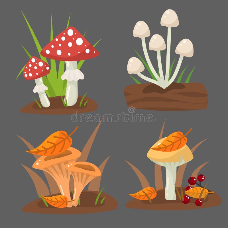 Fungi cartoons stock vector. Illustration of vector - 203108329