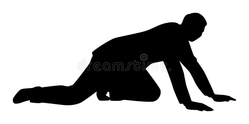 Businessman Crawling On The Floor With Low Battery Indicator Stock ...