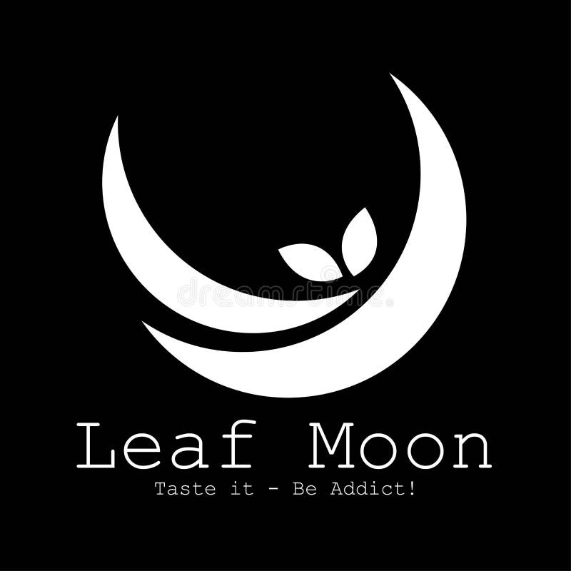 Vector Logo Abstract Image of the Moon and White Leaf on a Black ...