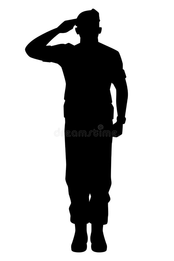 Saluting Soldier Silhouette Vector Stock Vector - Illustration of ...