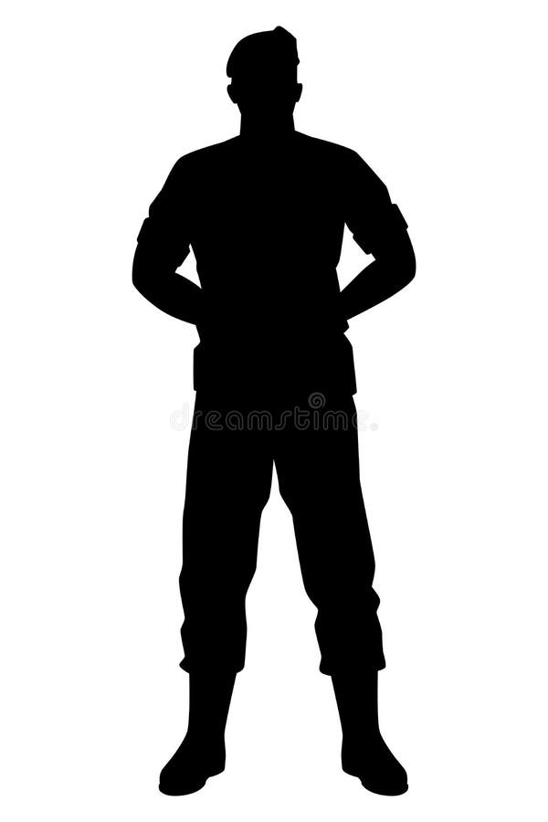 Standing Soldier Silhouette Vector on White Stock Vector - Illustration ...