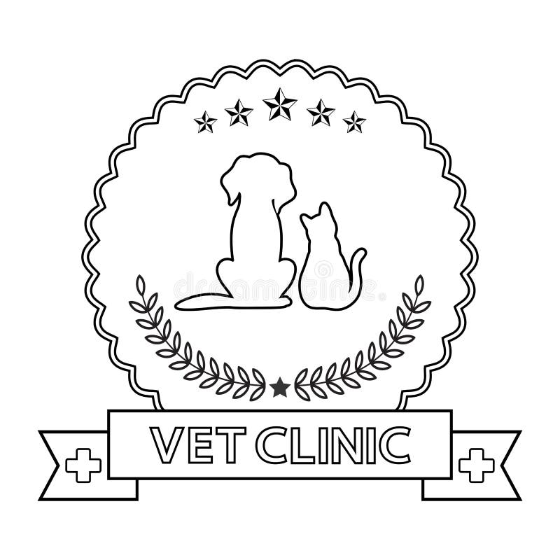 Veterinary Logo Red Banner with Heart and Paw of a Dog on a White ...