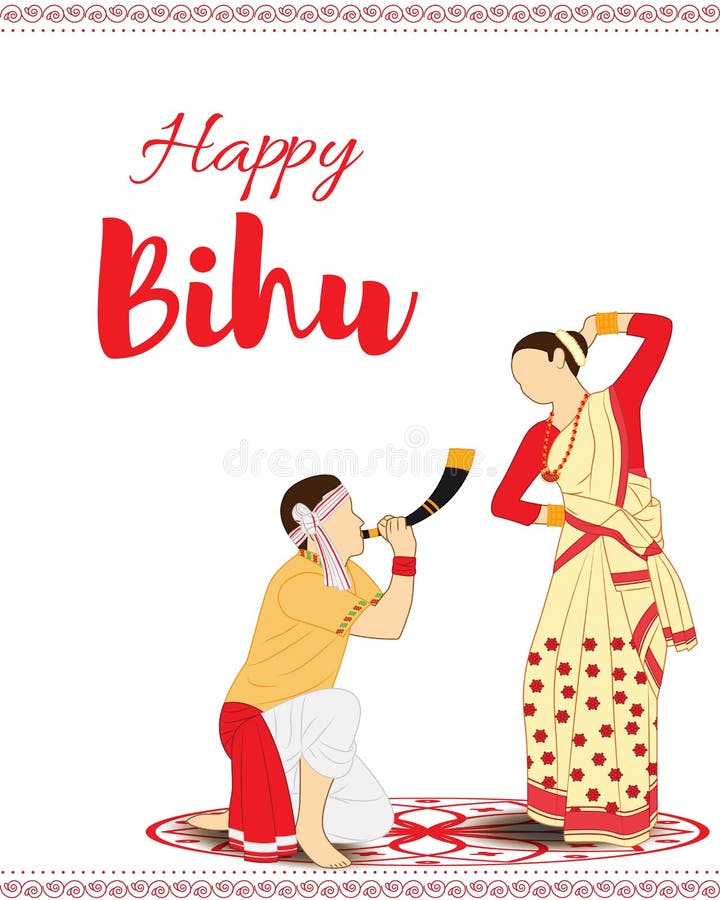 Vector Illustration of Happy Bihu. Stock Vector - Illustration of bohag ...