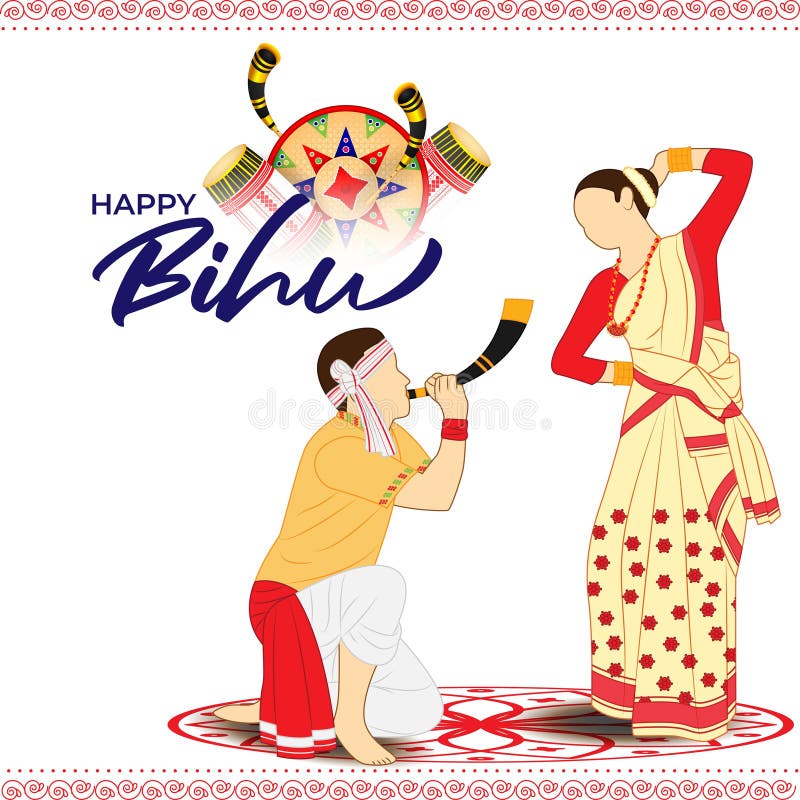Vector Illustration of Happy Bihu. Stock Vector - Illustration of ...