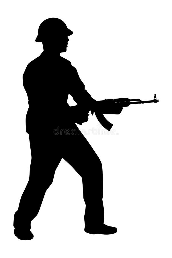 Vietcong Soldier with Rifle Gun in Vietnam War Silhouette Vector Stock ...