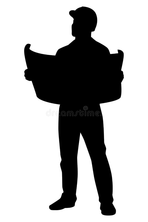 Standing Engineer Silhouette Vector Stock Vector - Illustration of ...