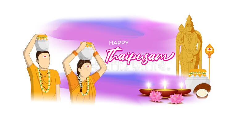 Vector Illustration Concept of Happy Thaipusam or Thaipoosam Greeting ...