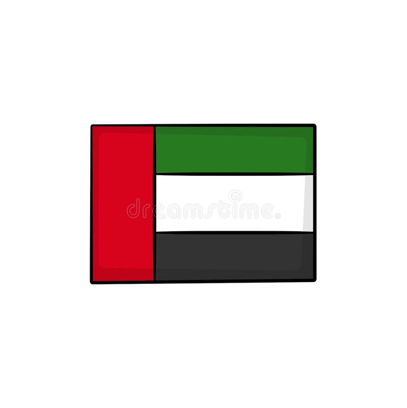 United Arab Emirates Flag in Drawing Style Isolated Vector Stock Vector ...
