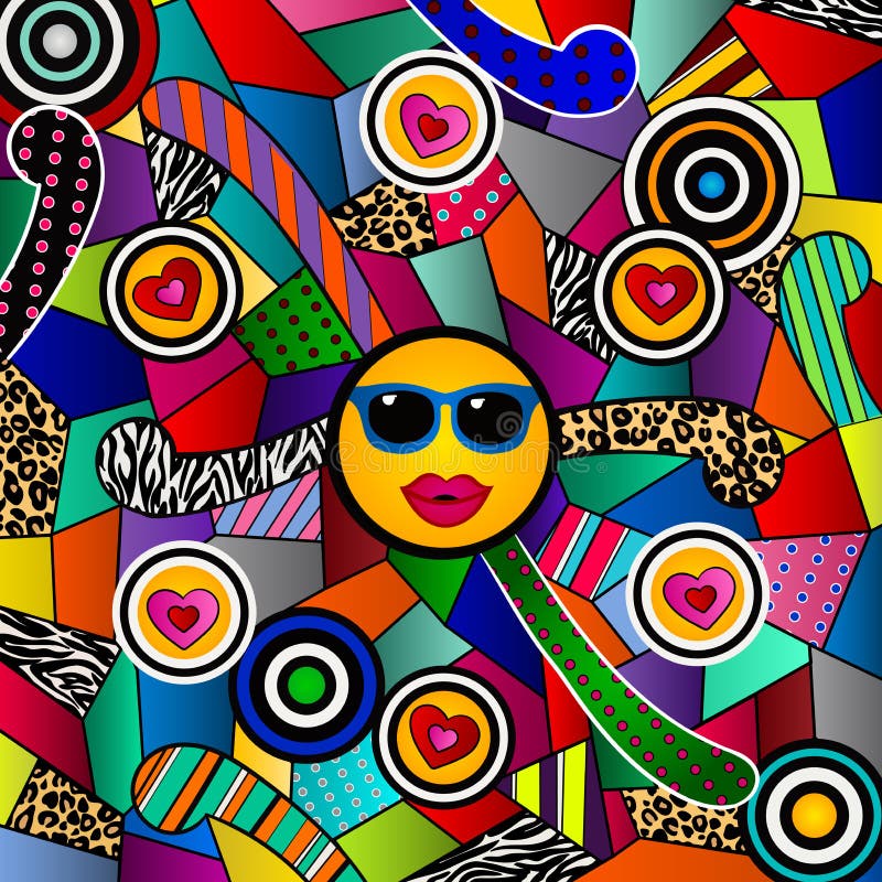 Colourful Happy Emoji Emoticon Smiley Face Stock Illustration ...