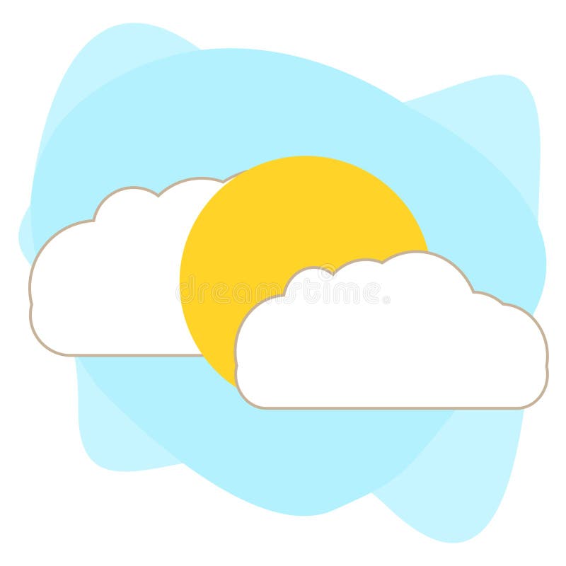 Vector Illustration of the Sun Hiding Behind a Cloud Stock Illustration ...