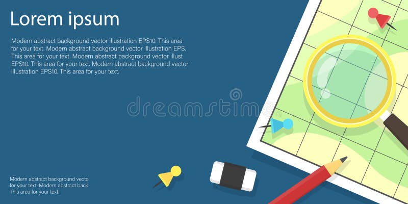 Map Equipment Concept Flat Background Stock Vector - Illustration of ...