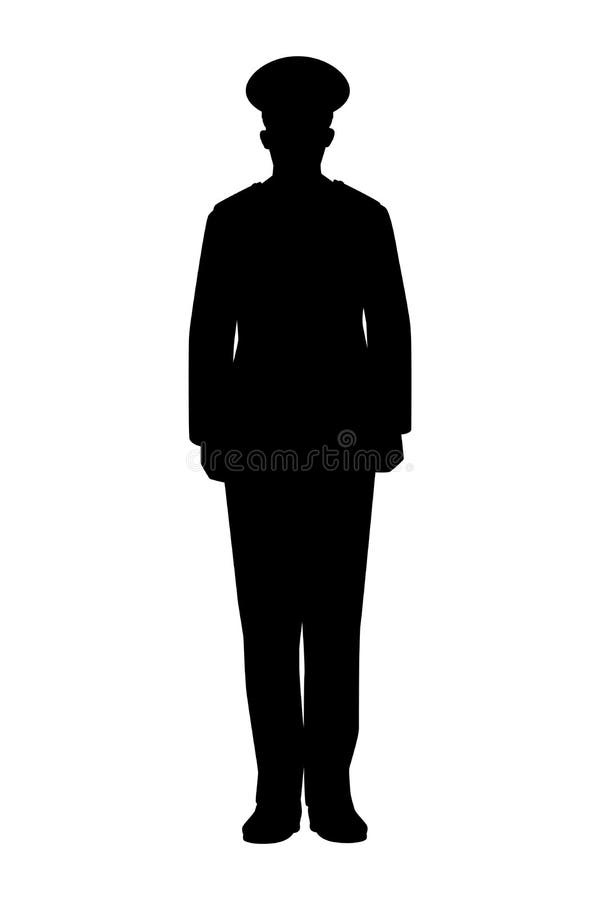 Standing Soldier Silhouette Vector on White Stock Vector - Illustration ...