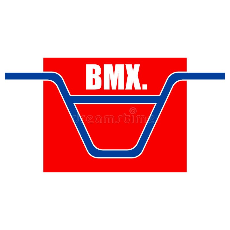 Blue BMX Bicycle Handlebar Logo Design Isolated on Red Background ...