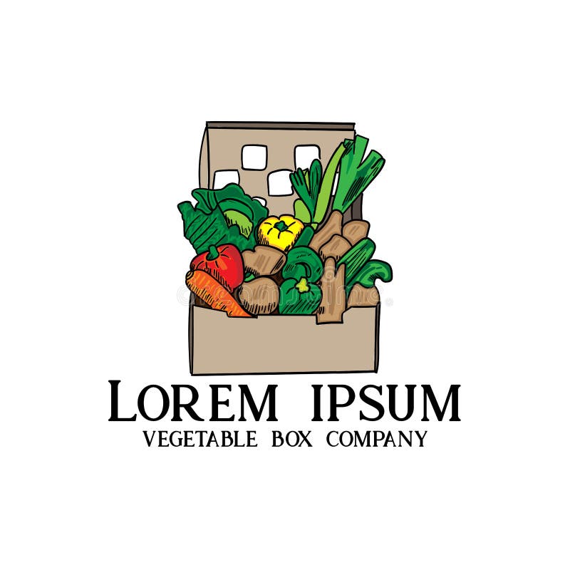 Vegetable on Box Basket Design Logo Vector Stock Vector - Illustration ...