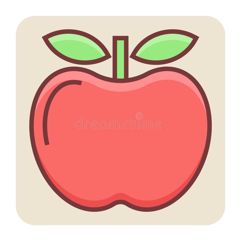 Filled Color Outline Icon for Apple. Stock Vector - Illustration of ...