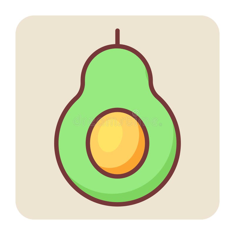 Filled Color Outline Icon for Half Pear. Stock Vector - Illustration of ...