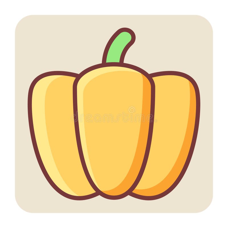 Filled Color Outline Icon for Yellow Capsicum. Stock Vector ...