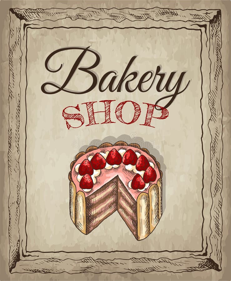 Vector Illustration of Hand Drawn Sketch Poster of Bakery Shop with ...
