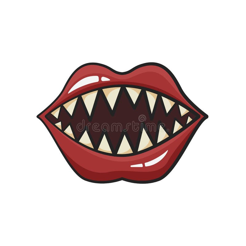 Lady Monster Mouth in Drawing Style Isolated Stock Vector ...