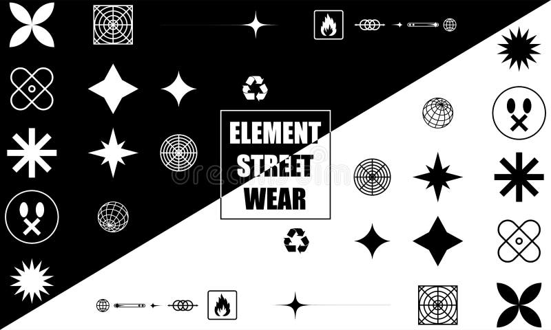 SET of Trendy Elements for T-shirts, Merchandise, Clothes. Digital ...