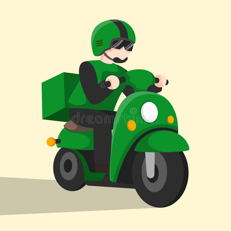 Food Delivery Man is Riding on Bicycle Stock Vector - Illustration of ...