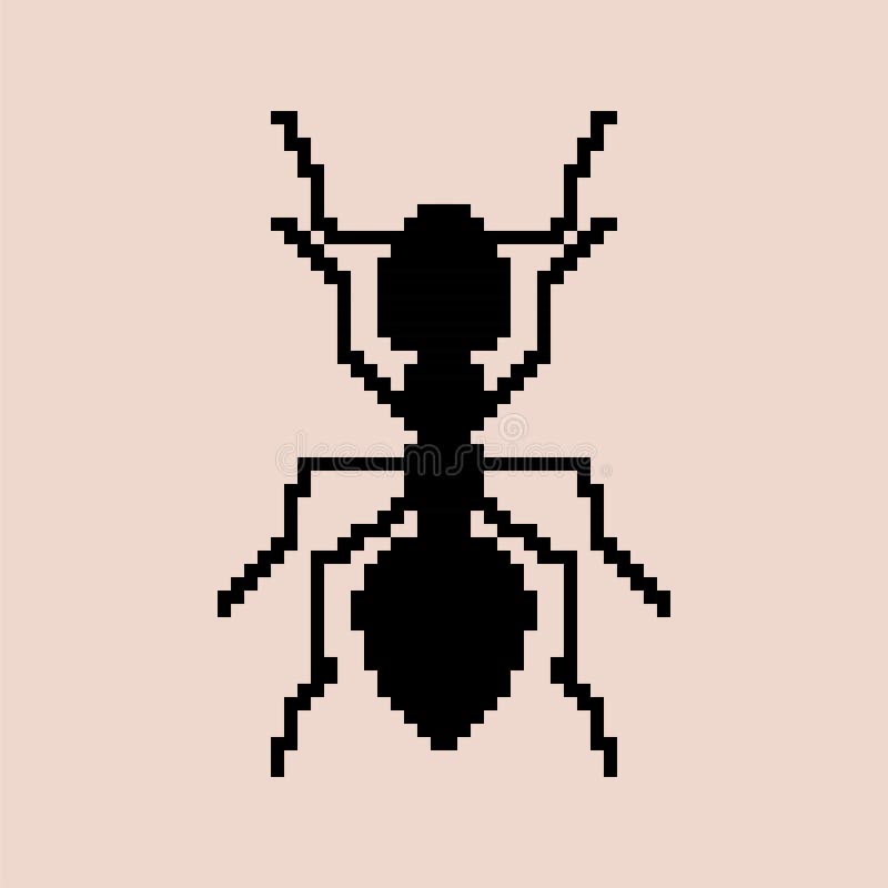 Vector Isolated Cartoon Black Ant Pixel Art Suitable for Icons, Logos ...