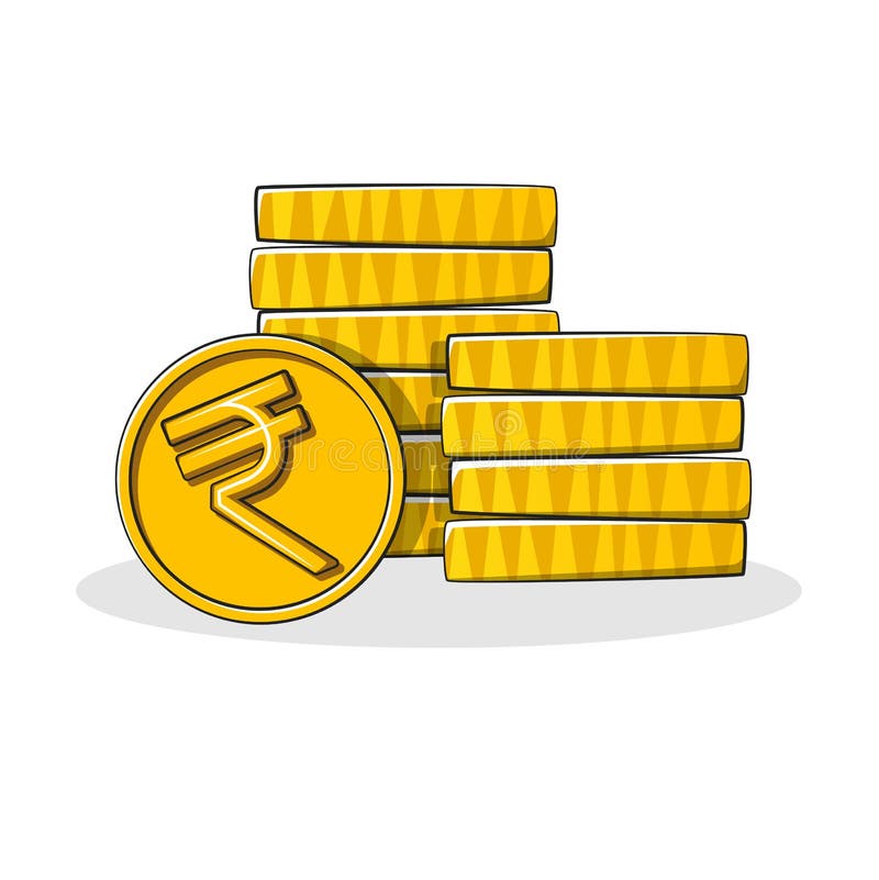Stack of Rupee Money Currency Coin in Drawing Style Isolated Vector ...