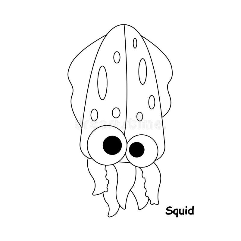 Children Trace and Coloring Squid Stock Vector - Illustration of print ...