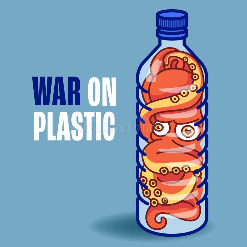 War on Plastic. Vector Illustration Stock Vector - Illustration of ...