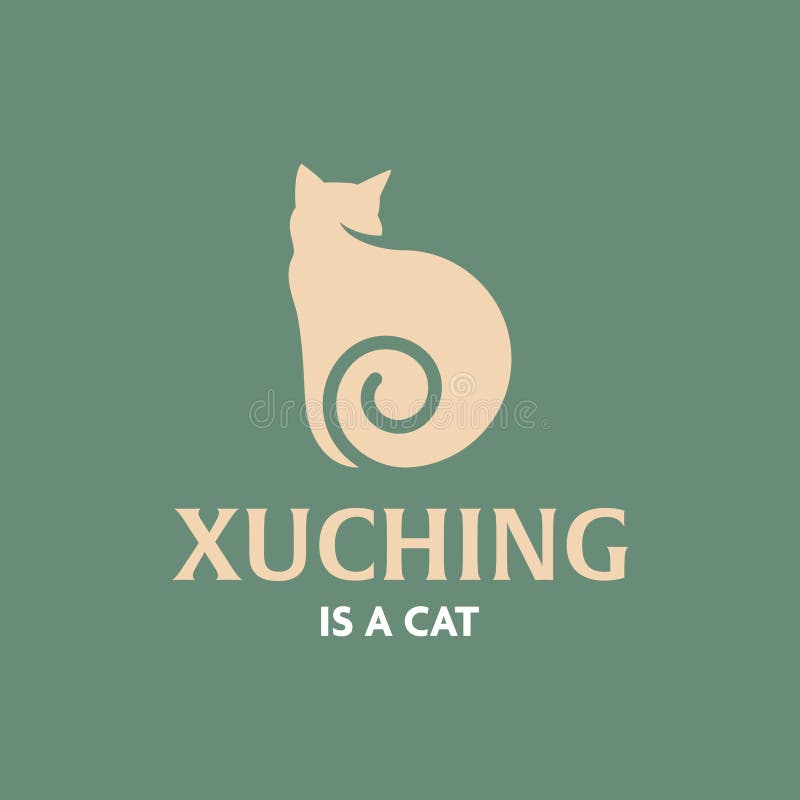 Sitting Cat Logo Concept Green Background Stock Vector - Illustration ...
