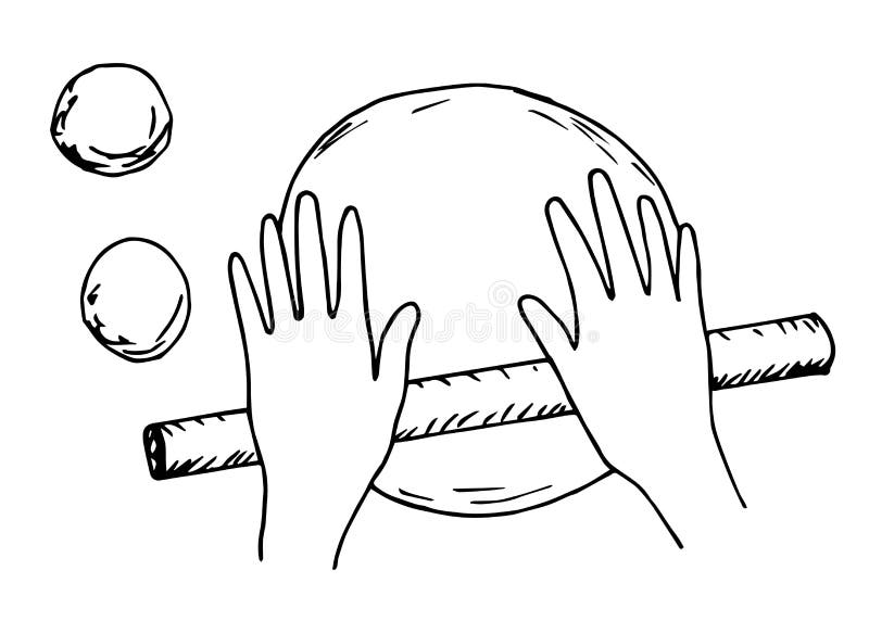 Hand-drawn Vector Illustration with Black Outline. Hands Roll Out the ...