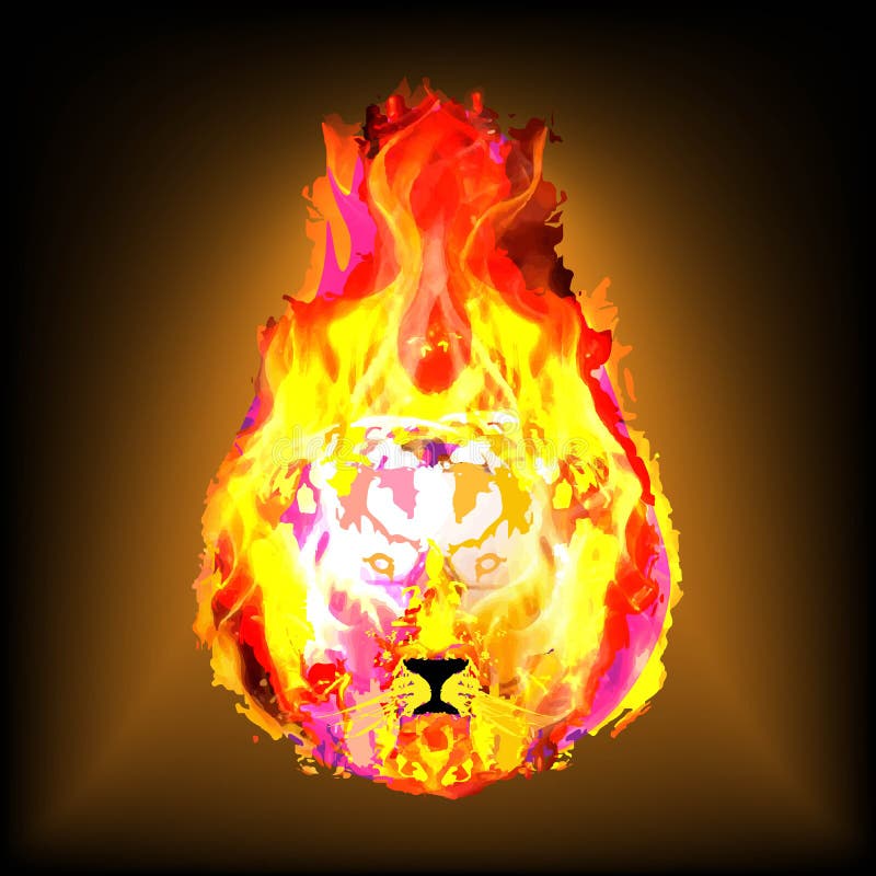 Fire Beast Icon. Biblical Story of Judgment. Flaming Lion. Vector ...