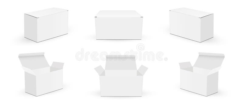 Paper Rectangular Boxes Mockups, Front and Side View Stock Vector ...