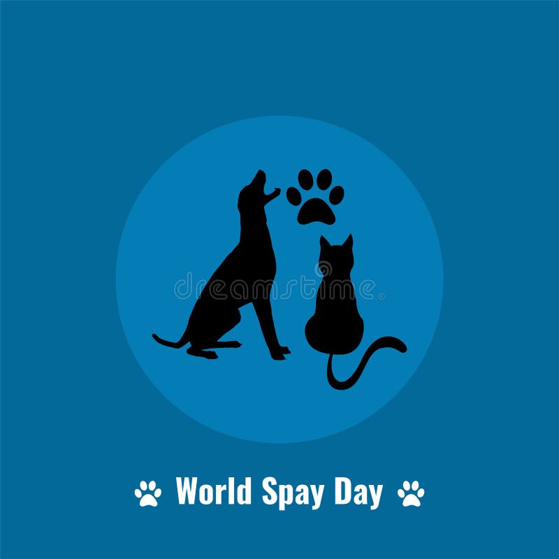 Silhouette of Dog, Cat and Paws. World Spay Day Design Concept ...