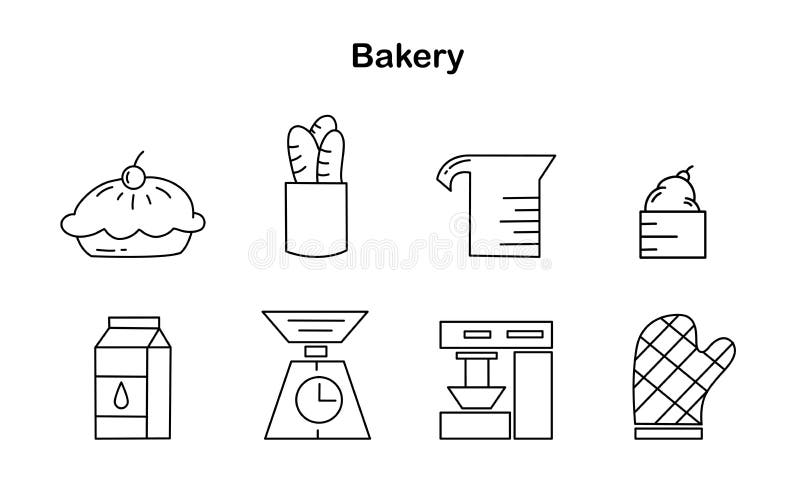 Bakery Icon Set Bundle Vector Stock Vector - Illustration of business ...