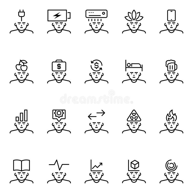 Outline Icons for Thinking Mind. Stock Vector - Illustration of ...