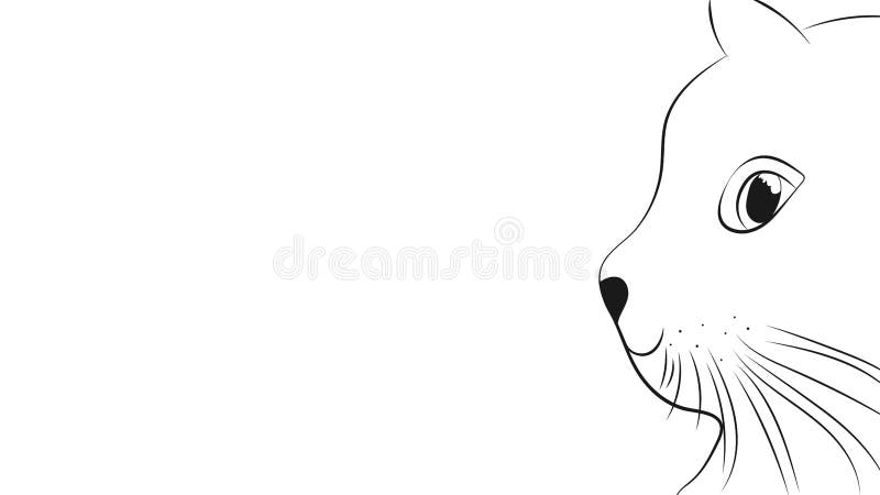 Hand Drawn Outline Cat. Side Face. Black and White Vector Art Stock ...