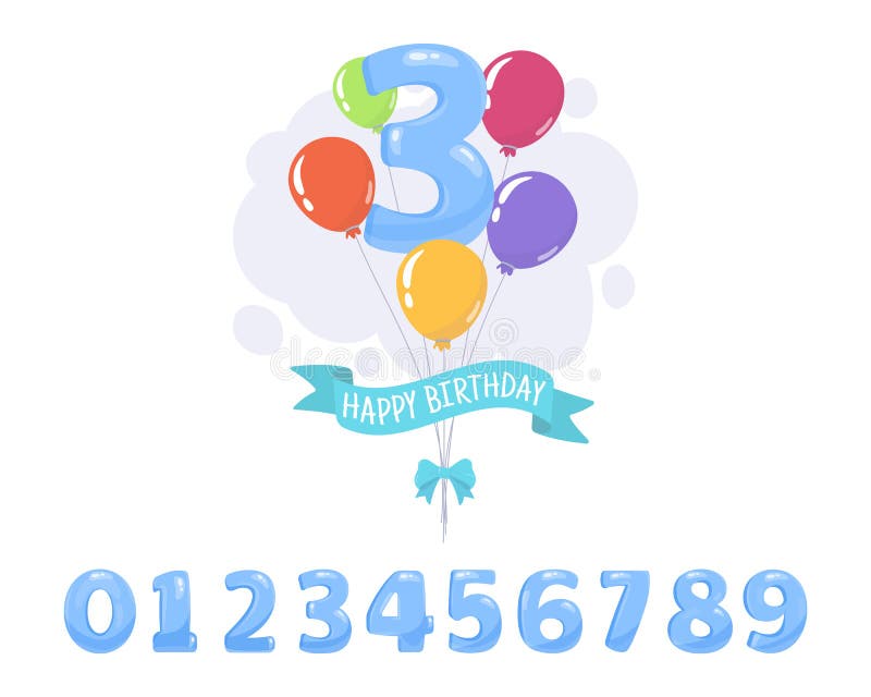 Bunch of Birthday Balloons with Age Number, Boys Birthday Party Stock ...