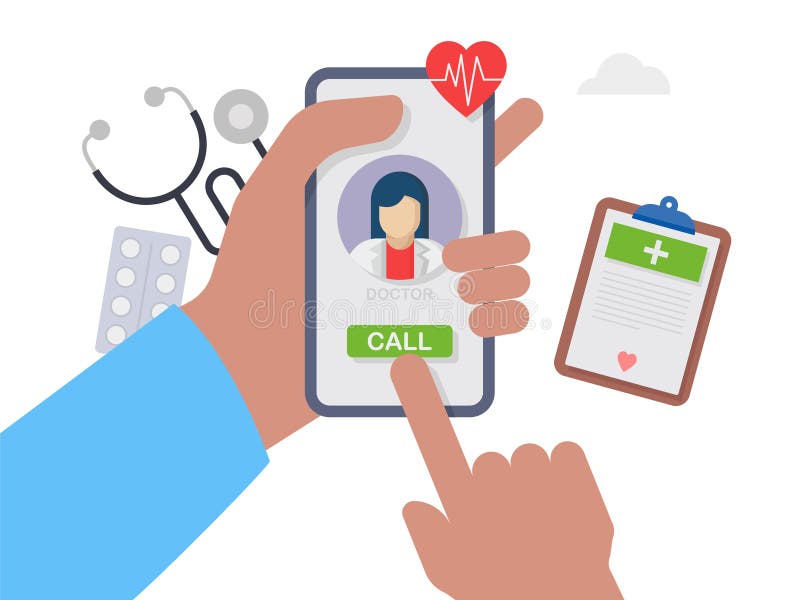 Online Doctor Consultation Person Video Chatting Stock Vector ...