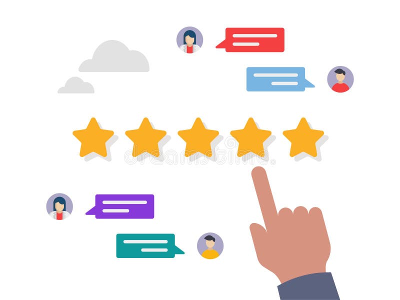 Customer Review Showing on Five Star Rating. Reviews Stars with Good ...