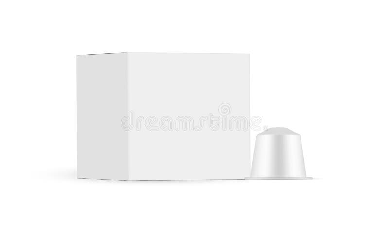 Coffee Capsule Mockup with Packaging Box, Side View, Isolated on White ...