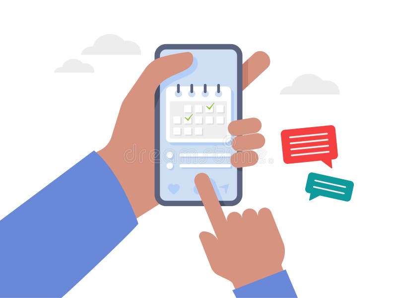 Hand Holding Mobile Calendar Plan. Creative Info Graphics Design on ...